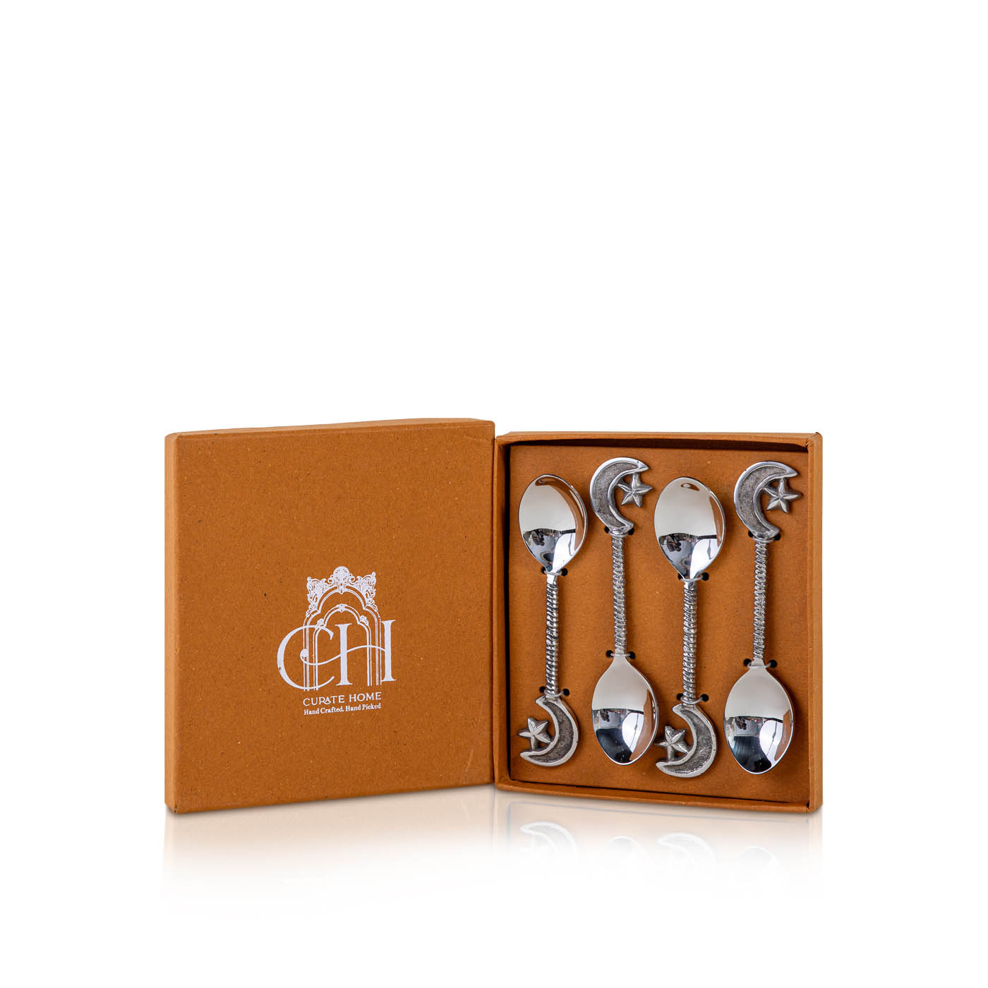 Curate Home Silver Star and Moon Dessert Spoons x 4 - Spinneys UAE