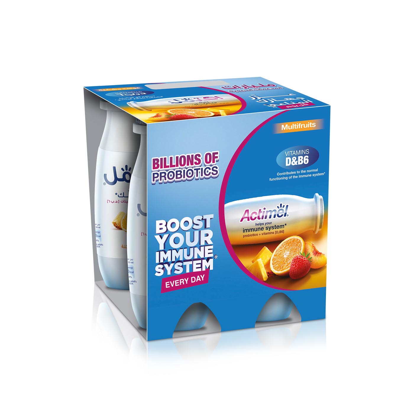 Danone Actimel Multifruits Immunity Support Yoghurt Drink 93ml x 4 ...