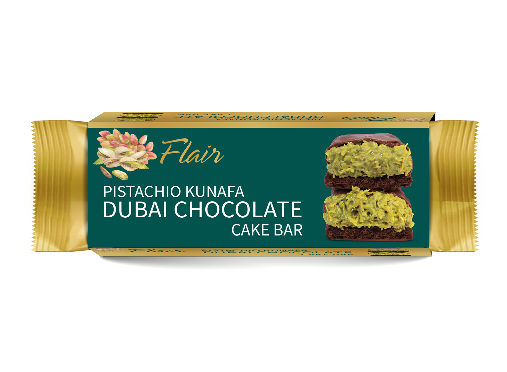 Flair Pistachio Kunafa Cake Bar 55g - Spinneys UAE