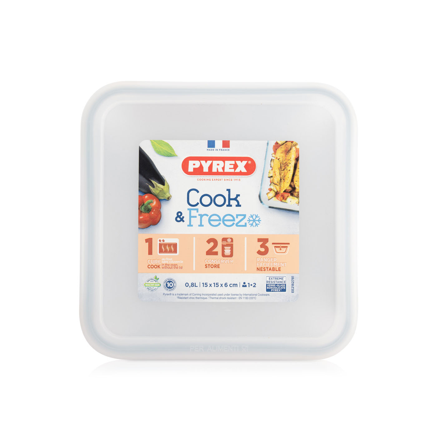 Pyrex Cook and Freeze Square Dish with Lid 850ml - Spinneys UAE