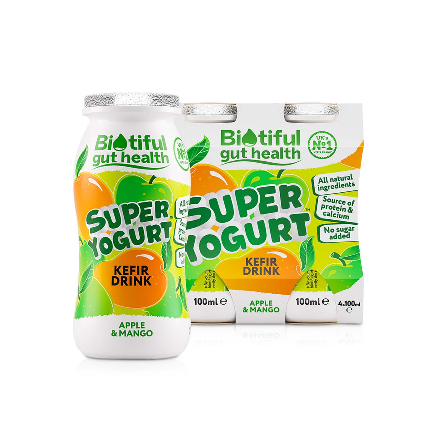 Biotiful Kids Kefir Apple and Mango 4 x 100ml - Spinneys UAE