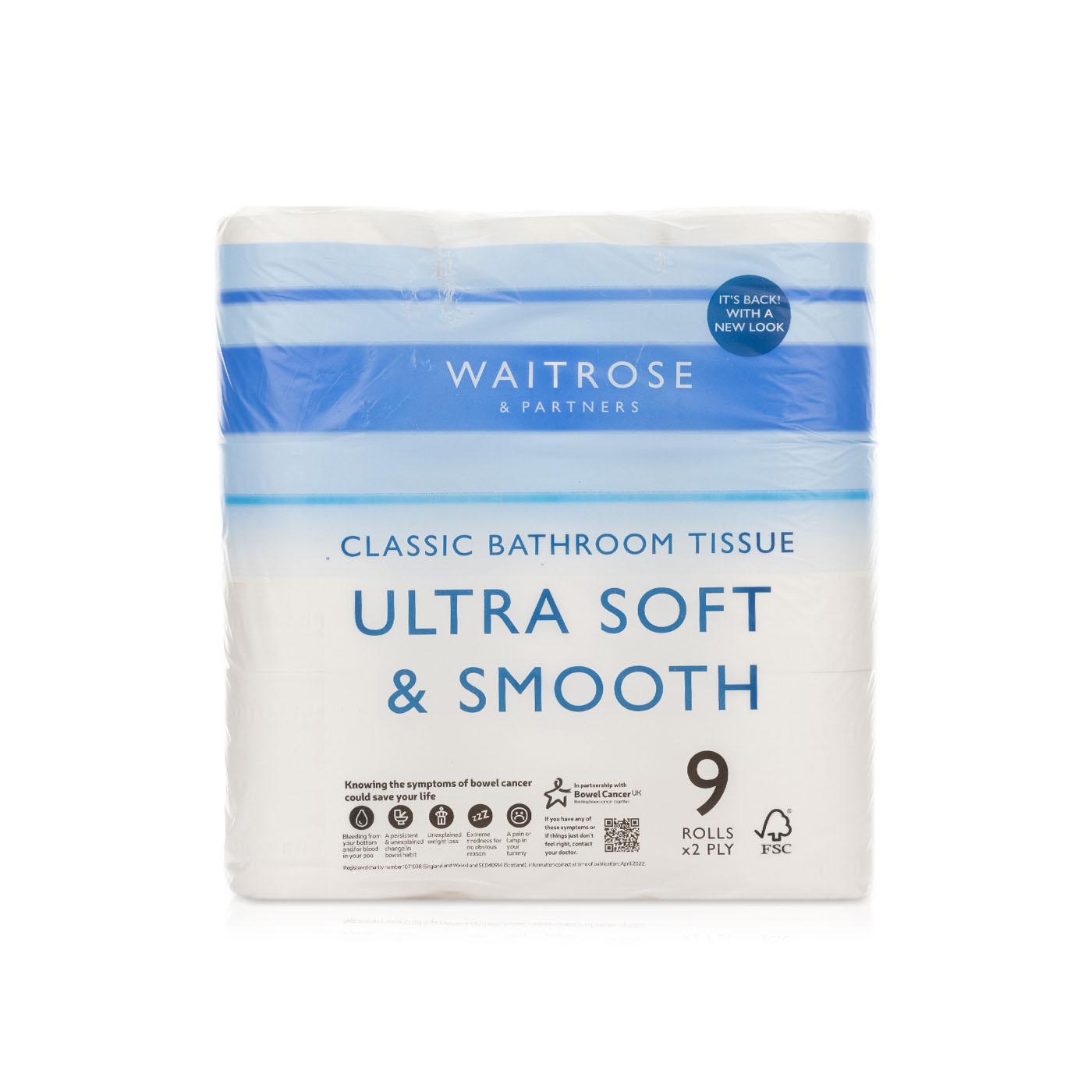 Waitrose Ultra Soft and Smooth Toilet Roll 2-Ply x 9 - Spinneys UAE