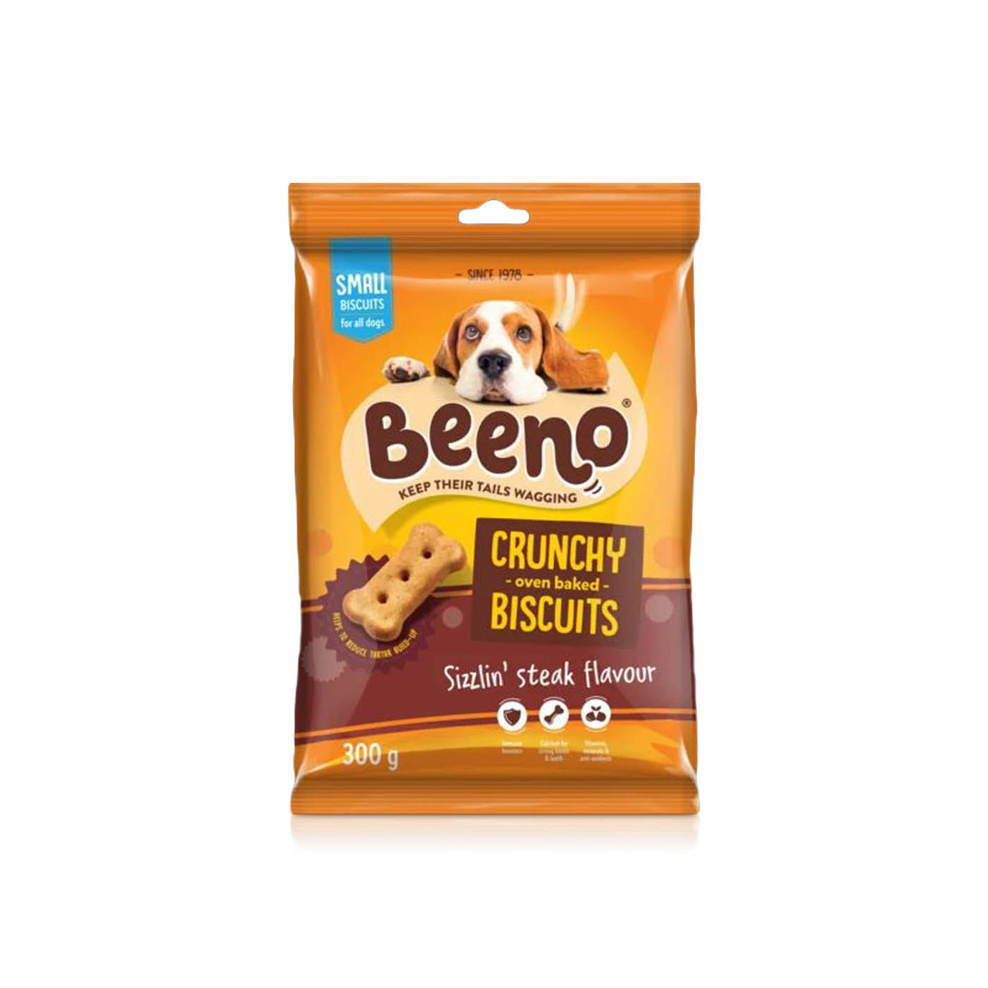 Beeno Sizzlin' Steak Flavour Dog Biscuits 300g - Spinneys UAE