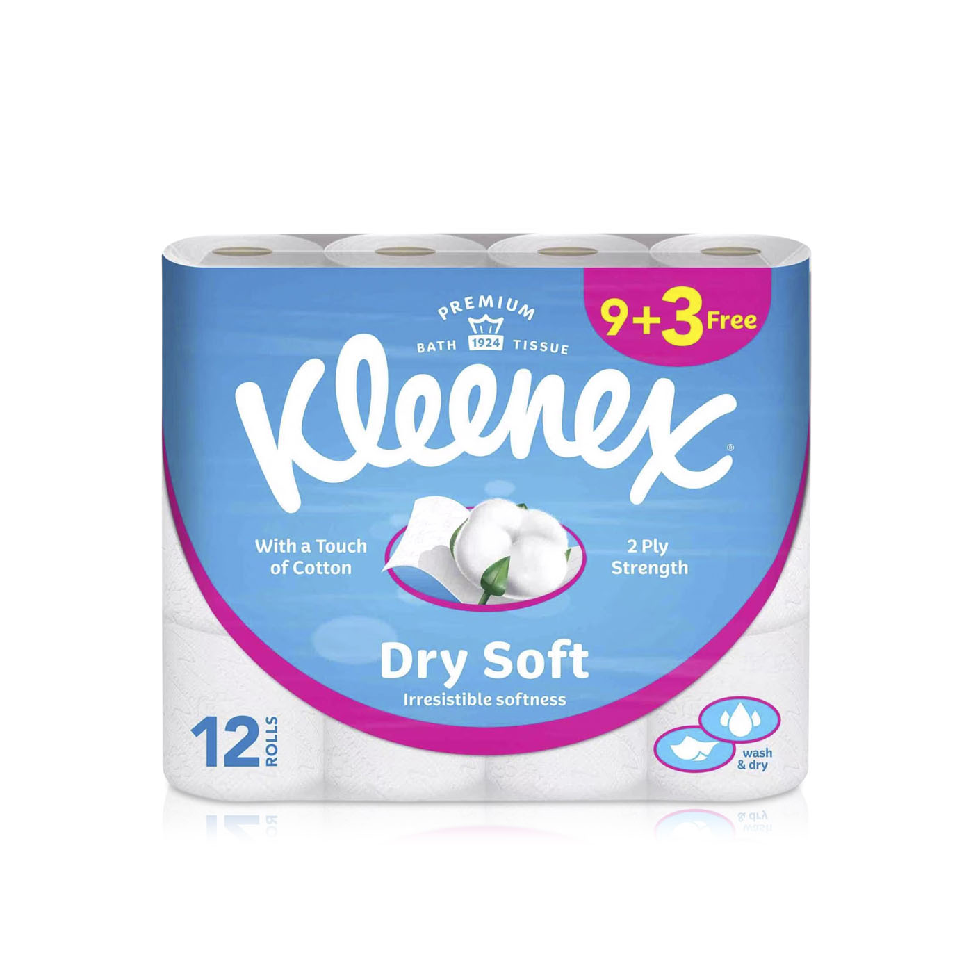 Kleenex Dry Soft Toilet Bath Tissue 9+3 Rolls - Spinneys UAE