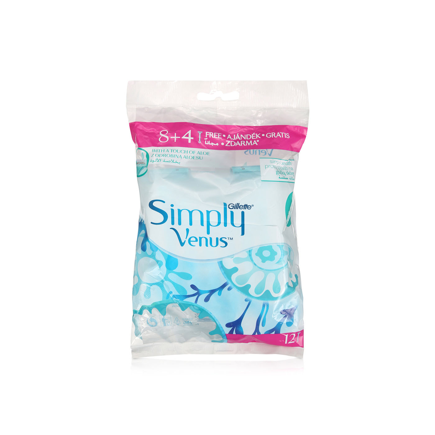 Gillette Simply Venus 2 Blade Disposable Shaving Razors x 8+4 ...