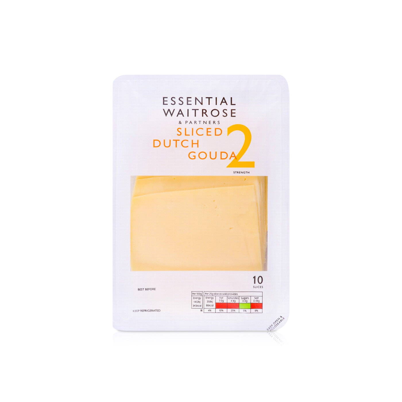 Waitrose Essential Mild Sliced Dutch Gouda Strength 2 250g - Spinneys UAE
