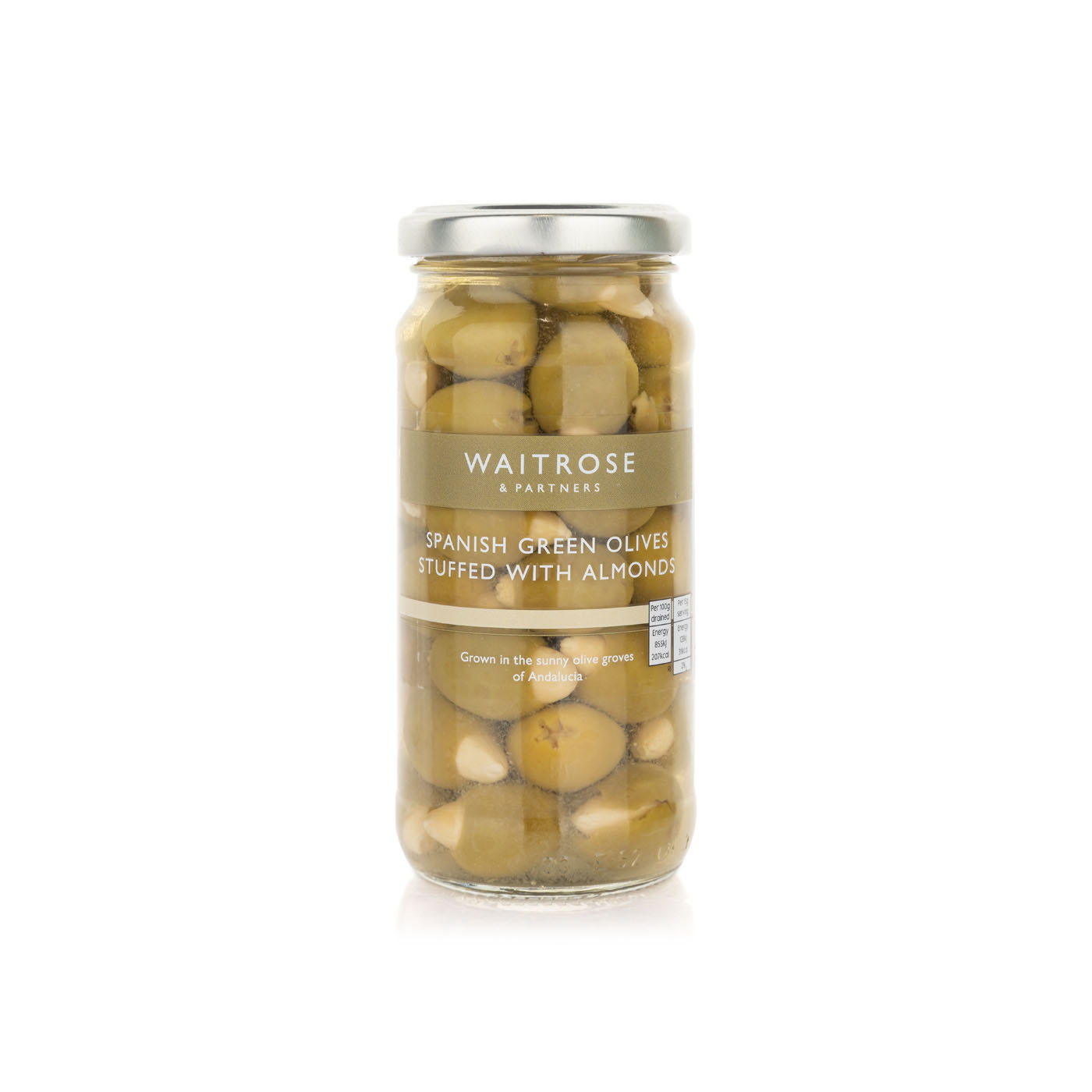 Waitrose Almond Stuffed Spanish Olives 140g - Spinneys UAE