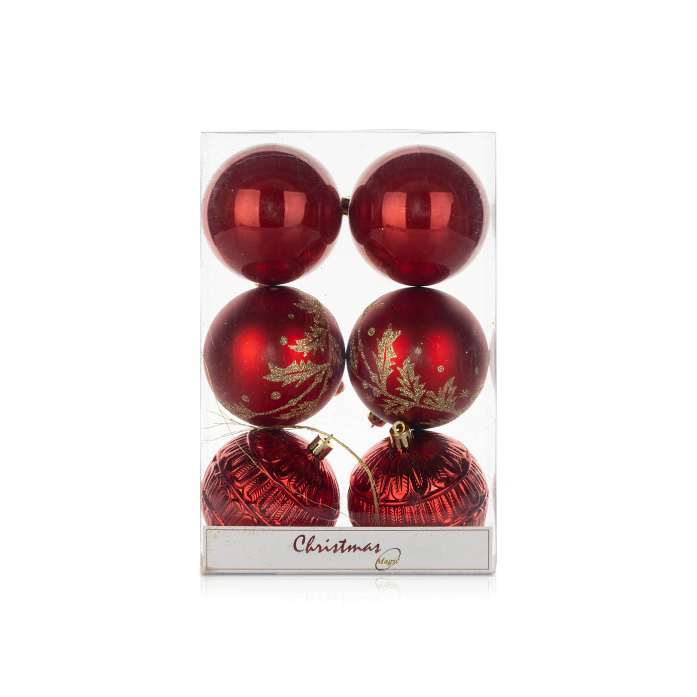 Christmas Magic Baubles Designer Red 8cm x 6