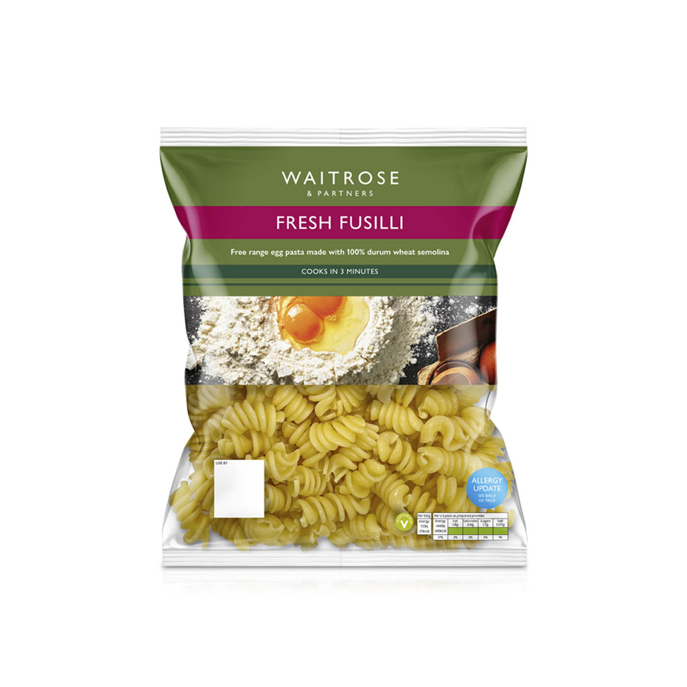 Waitrose Fresh Fusilli Pasta 500g