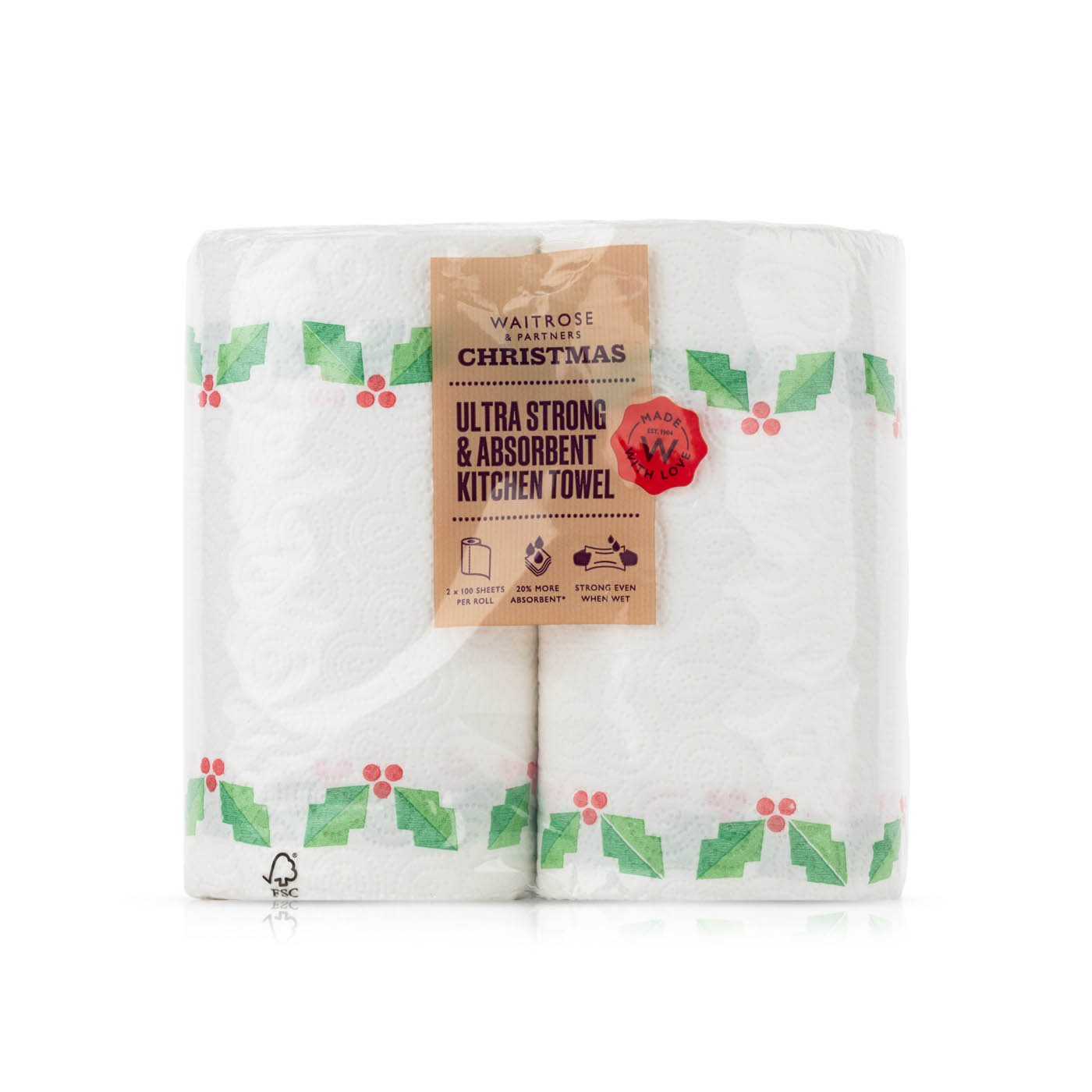 Waitrose Christmas Kitchen Roll 2pk