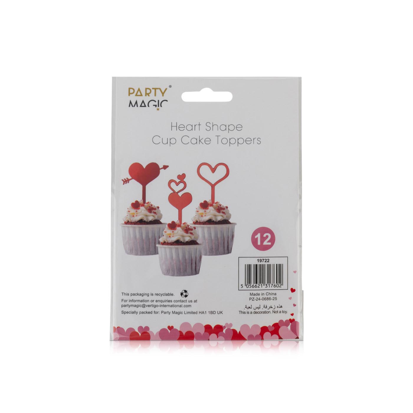Party Magic Heart Cup Cake Toppers x 12 - Spinneys United Arab Emirates