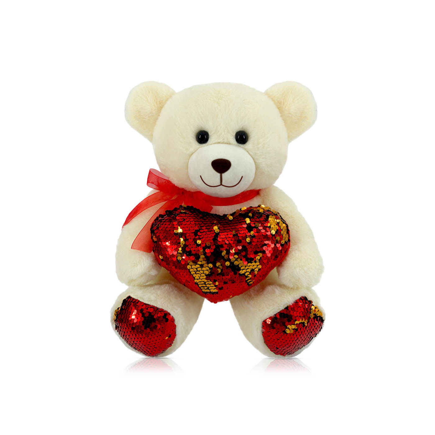 Party Magic Bear with Sequins Heart Cream 31cm - Spinneys United Arab ...