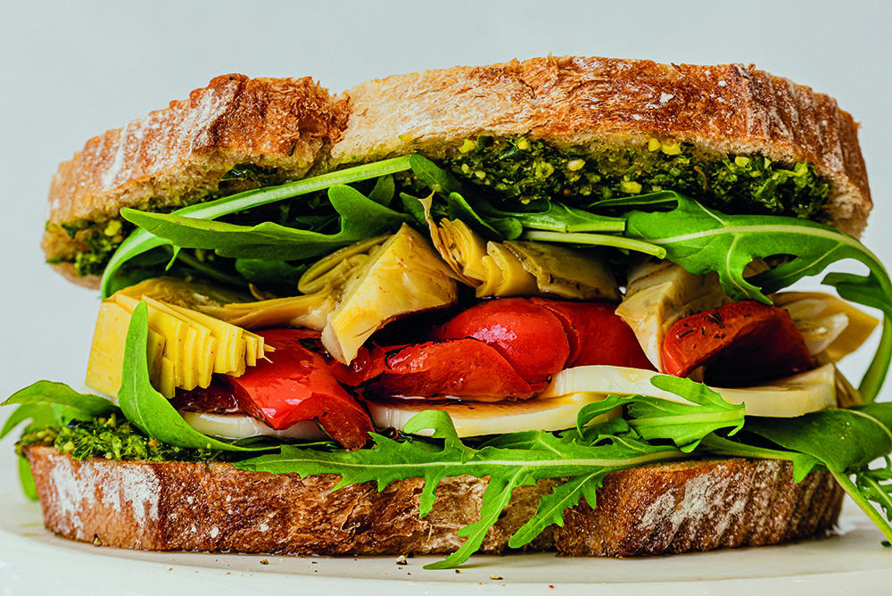 Roasted vegetable and vegan mozzarella sandwich recipe - Spinneys ...