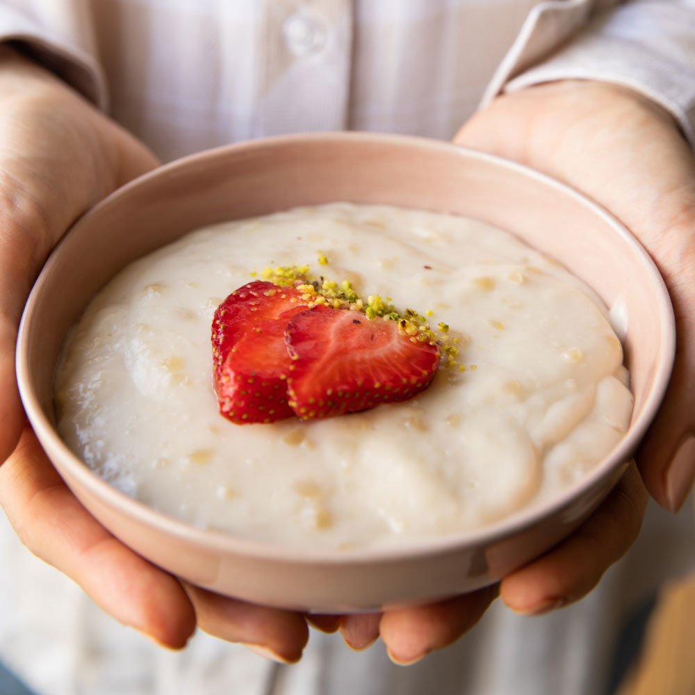 Omayah Atassi’s almond milk pudding with crushed almonds, orange ...